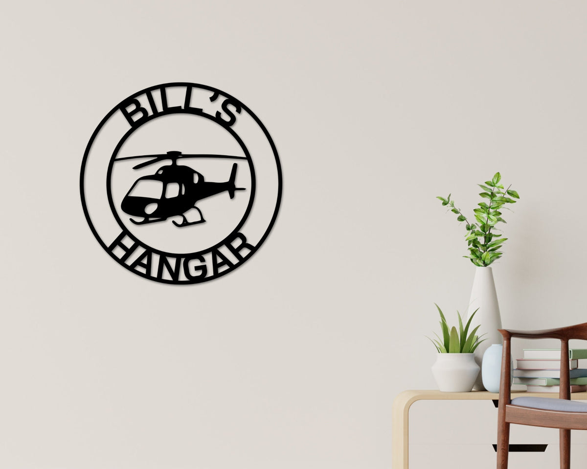 Helicopter Hangar Sign, Personalized Pilot Name Sign, Custom Aviation ...
